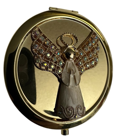 Monet | Jewelry | Monet Angel Goldtone Mirrored Compact With ...